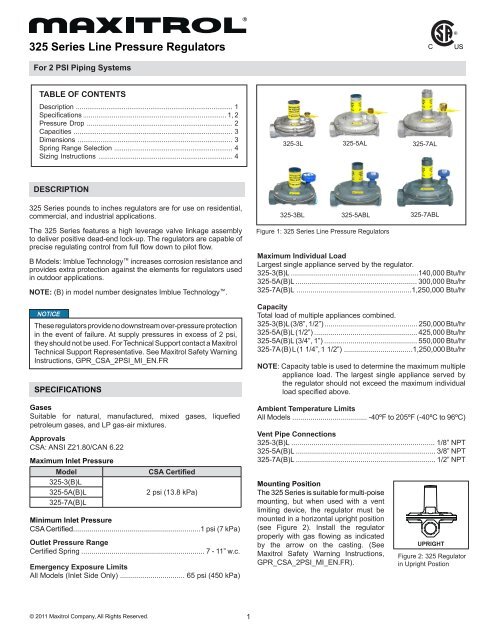 325 Series Line Pressure Regulators - Maxitrol