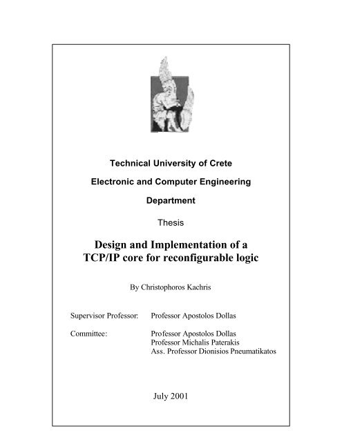 Design and Implementation of a TCP/IP core for reconfigurable logic