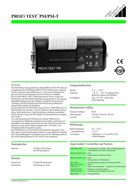 PROFi TEST PSI/PSI-T - Mercateo