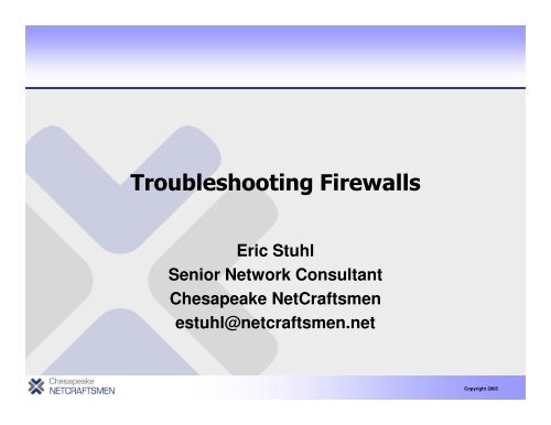 Troubleshooting Firewalls