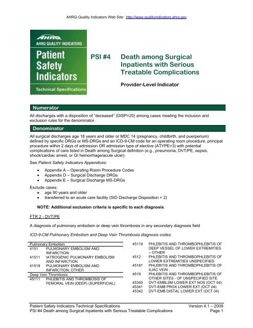 PSI #4 Death among Surgical Inpatients with ... - Quality Indicators