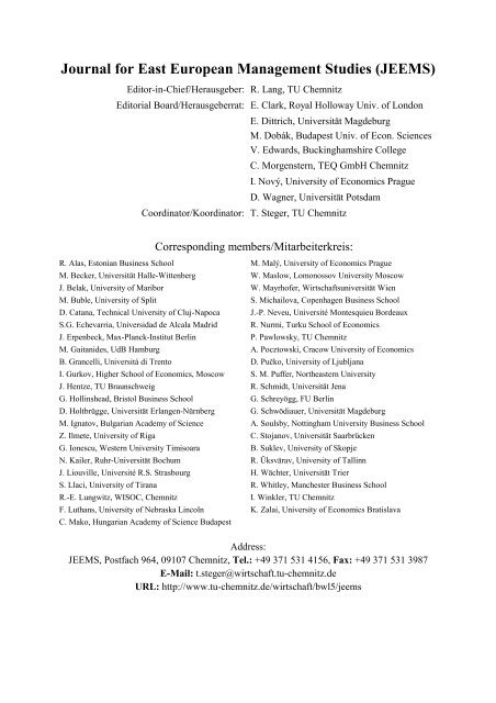 Journal for East European Management Studies (JEEMS)