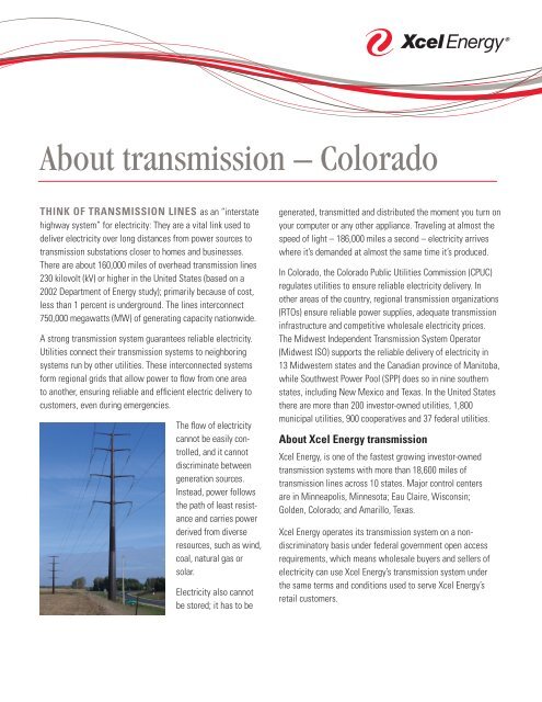 2012 PSCo Transmission Overview - Xcel Energy