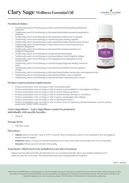 Clary Sage Wellness Essential Oil PCP