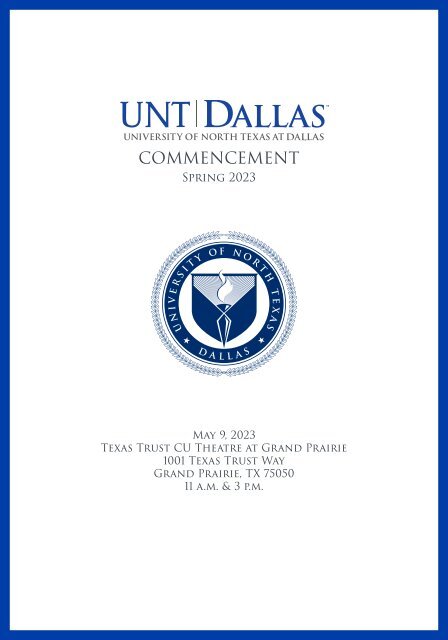 UNT Dallas Commencement Program Spring 2023