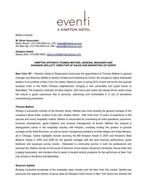 kimpton appoints thomas mathes, general manager and ... - Eventi