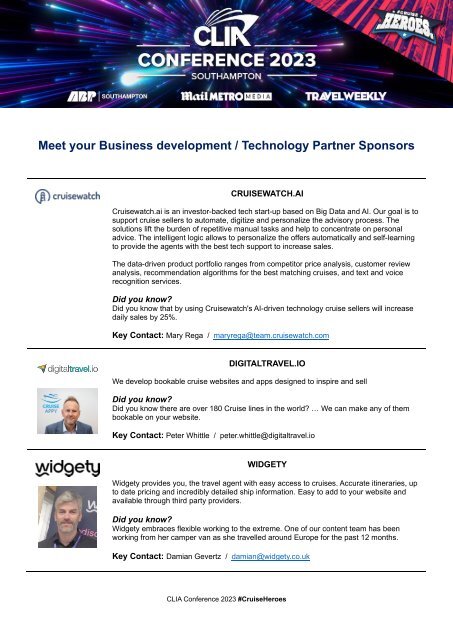 Pre-Meet your Sponsors - Business development & Technology Partners