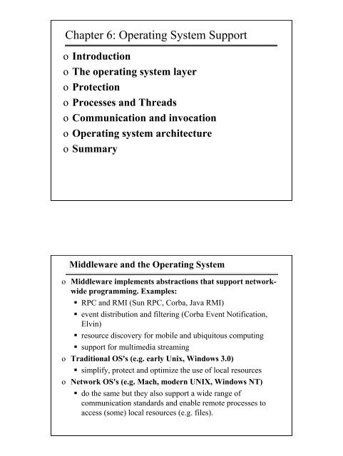 Chapter 6: Operating System Support