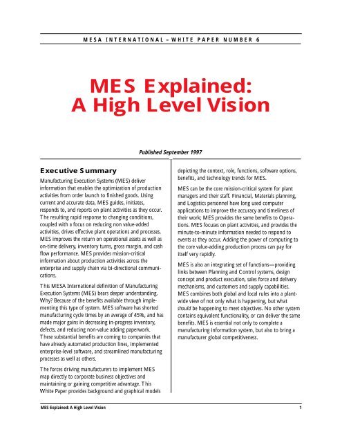 MES Explained: A High Level Vision - cpdee