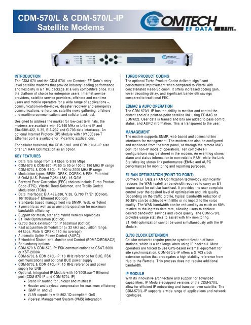 CDM-570/L & CDM-570/L-IP Satellite Modems