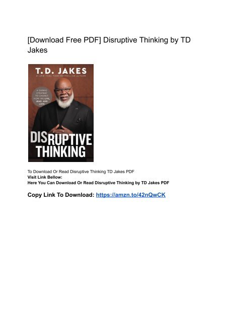 [Download Free PDF] Disruptive Thinking by TD Jakes