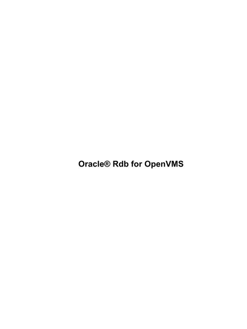 Oracle Rdb For Openvms Release Notes Release 72 