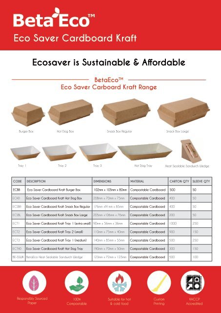 Eco Saver Carboard Kraft Range