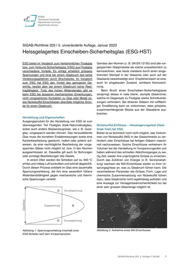 SIGAB-Richtlinie 002 «Sicherheit mit Glas - Anforderungen an Glasbauteile»