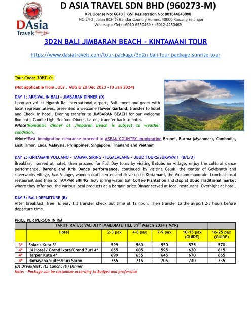 Bali Tour Packages 2023/2024