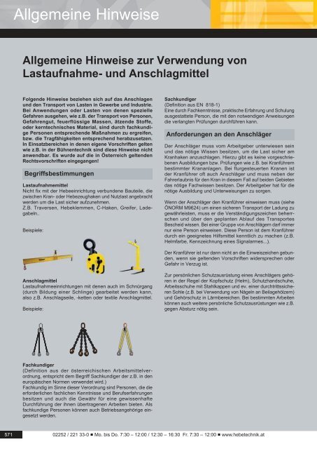 Allgemeine Hinweise zur Verwendung von Lastaufnahme