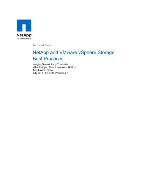 NetApp and VMware vSphere Storage Best Practices