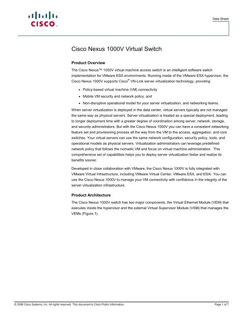 Cisco Nexus 1000V Virtual Switch - Blog Cisco Data center