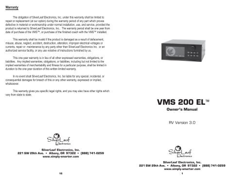VMS 200 EL - SilverLeaf Electronics, Inc.