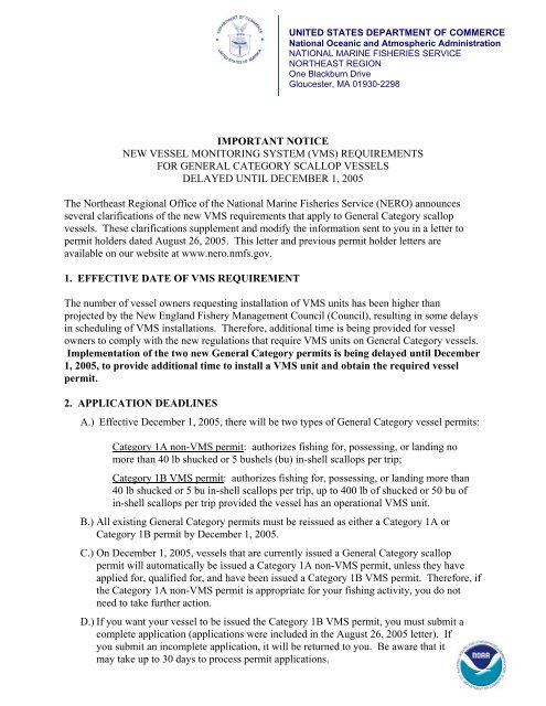 IMPORTANT NOTICE NEW VESSEL MONITORING SYSTEM (VMS ...