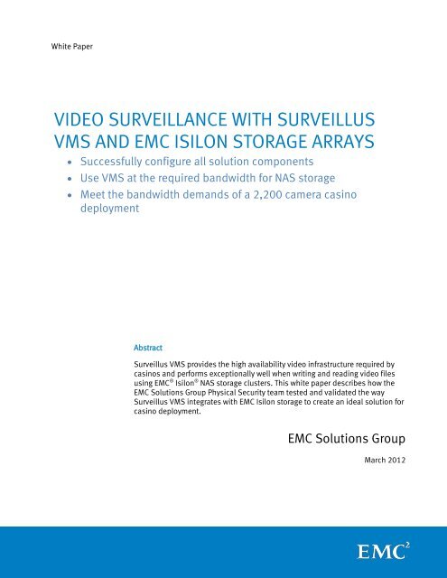 Video Surveillance with Surveillus VMS and EMC Isilon Storage ...