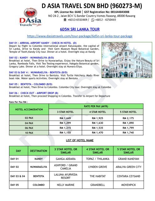 Sri Lanka Tour Packages 2023_2024-D Asia Travels