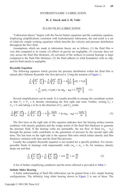 HANDBOOK of LUBRICATION (Theory and Practice of Tribology ...