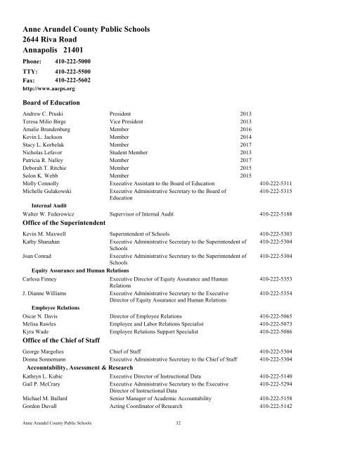 Anne Arundel County Public Schools - Directory of Maryland Public ...