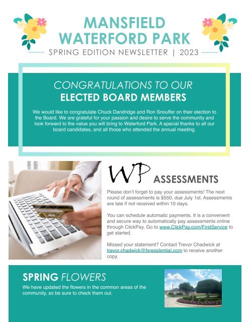 Waterford Park Spring Newsletter 2023