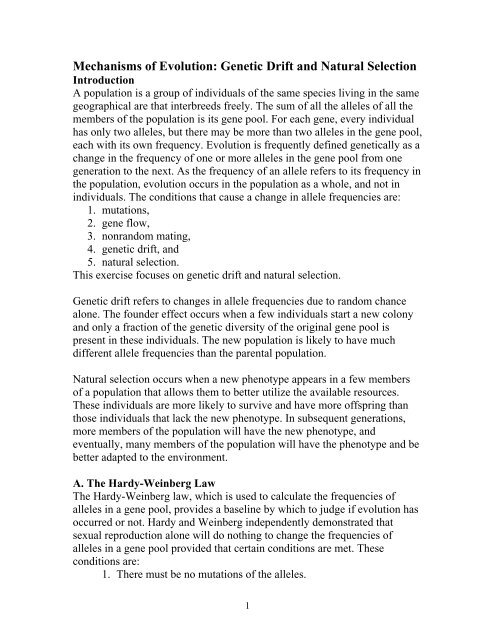 Mechanisms of Evolution: Genetic Drift and Natural Selection