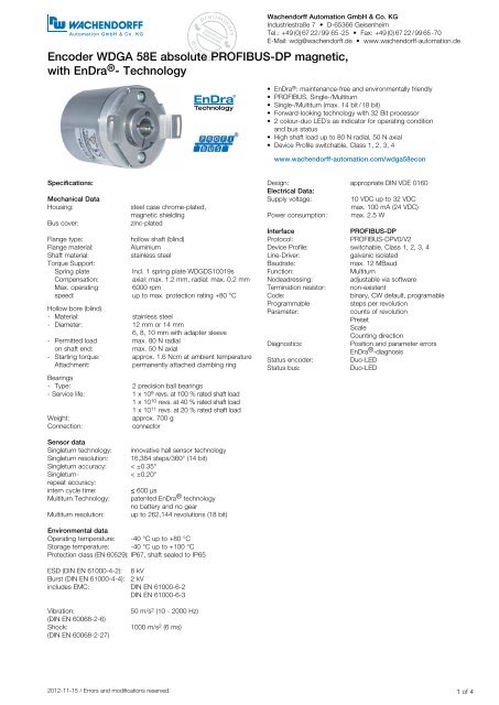 Data sheet (PDF 759 KB) - Wachendorff Automation encoders