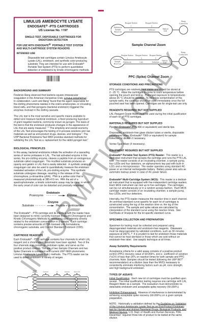 PTS™ Cartridges Package Insert - Charles River Laboratories
