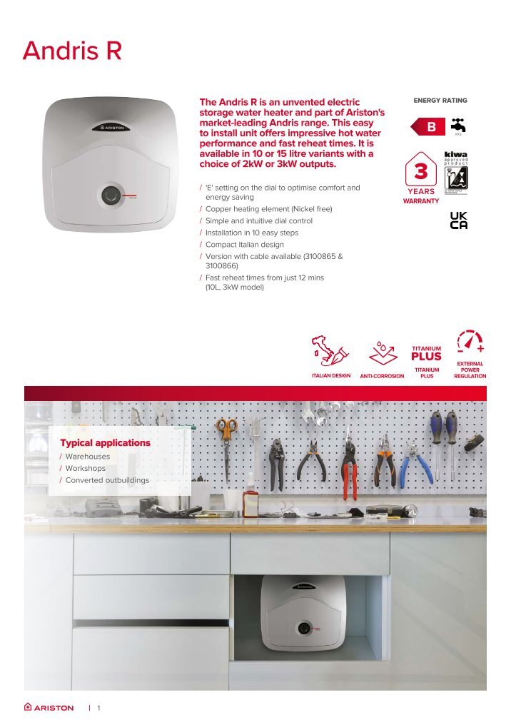 Ariston Andris R 10-15-30 ltr Manual