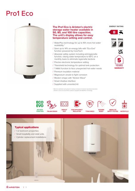 Ariston - Pro1 Eco Datasheet