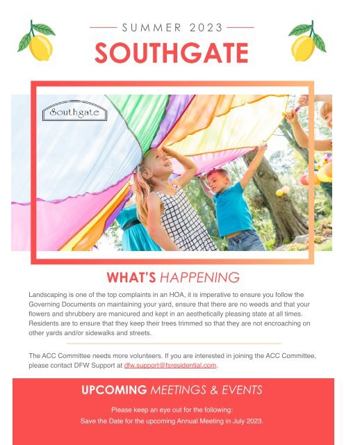 Southgate Summer Newsletter 2023