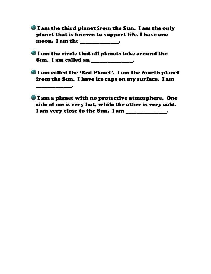 Riddles For Solar System Worksheet Tricky Riddles On Universe For Kids