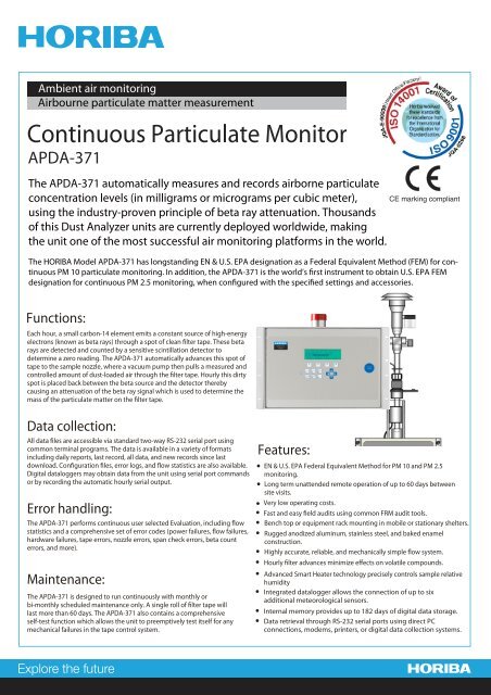 APDA-371 Continuous Particulate Monitor - Horiba
