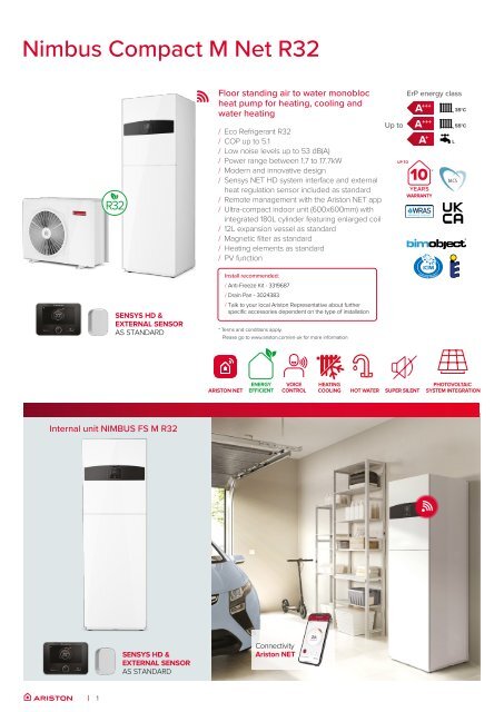 Ariston_Nimbus Compact M Net R32_Product Datasheet