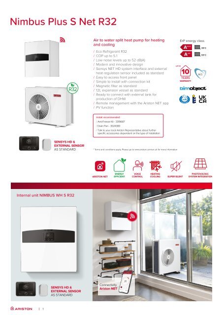 Ariston_Nimbus Plus S Net R32_Product Datasheet