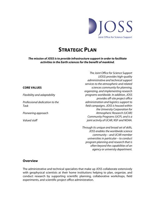 Strategic Plan - Joint Office for Science Support - UCAR