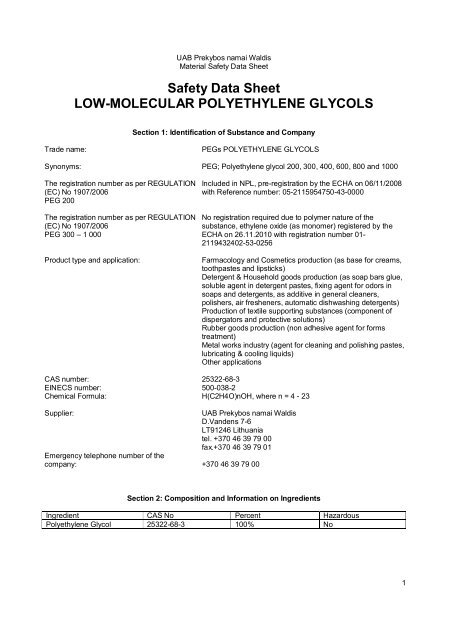 Safety Data Sheet LOW-MOLECULAR POLYETHYLENE ... - Waldis