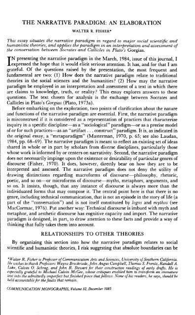 THE NARRATIVE PARADIGM: AN ELABORATION.