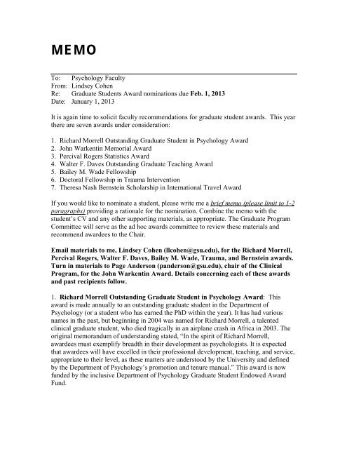 MEMO - Georgia State University