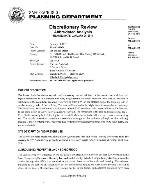 Discretionary Review - San Francisco Planning Department