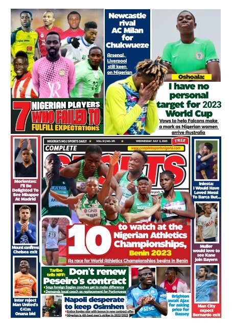 COMPLETE SPORTS - WEDNESDAY, JULY 5, 2023