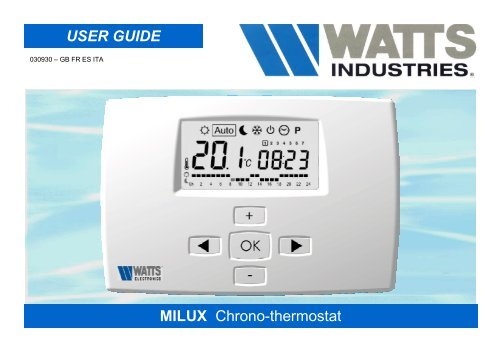 MILUX Chrono-thermostat USER GUIDE - Watts Industries