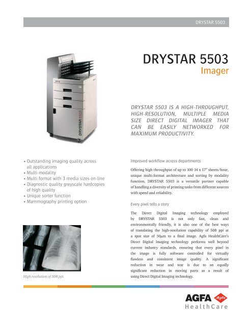 DRYSTAR 5503 Imager; English; Datasheet - Agfa HealthCare