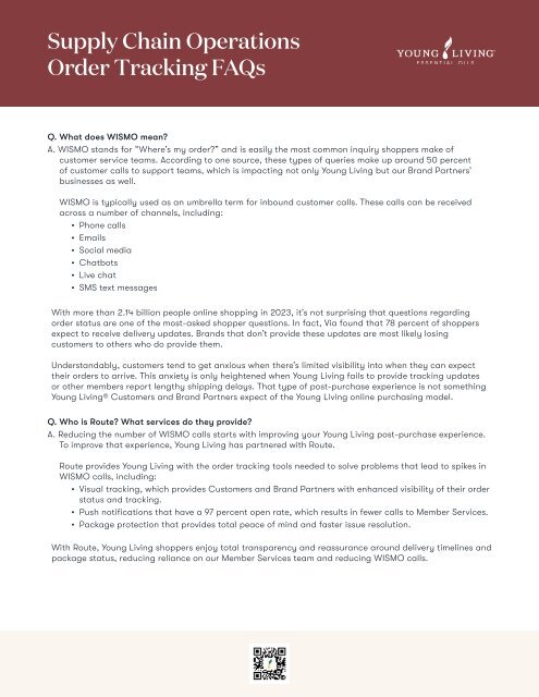 Supply chain operations order tracking FAQ