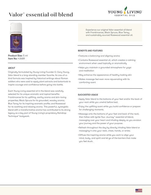 Valor essential oil blend PIP