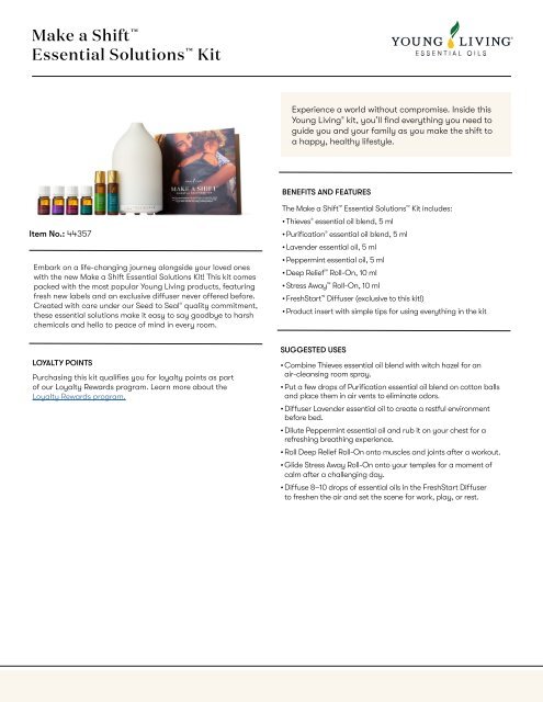 Title: Make a Shift™ Essential Solutions™ Kit PIP